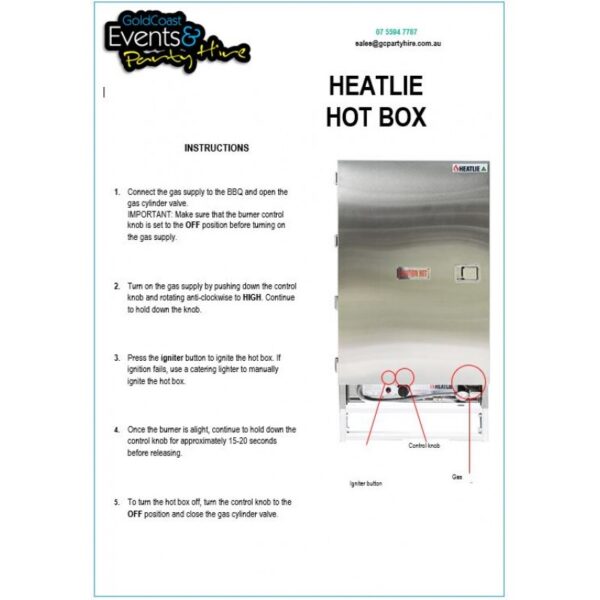 Heatlie Warming Oven - gas not included - GC PARTY HIRE