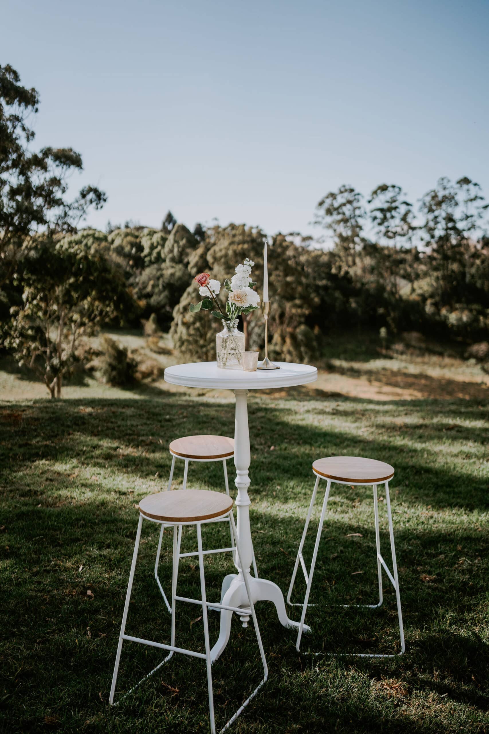 White Metal Bar Tables - GC PARTY HIRE